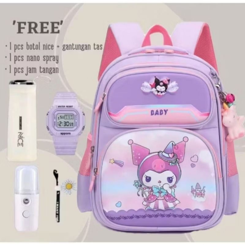 Jual PAKET 5in1 Tas Ransel KUROMI BABY Ransel Anak Sekolah Perempuan SD SMP | Shopee Indonesia