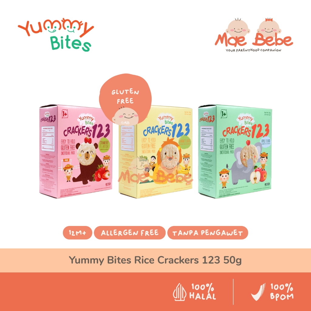 Jual Yummy Bites Rice Crackers 123 Snack 12M+ Krekers Beras Camilan ...