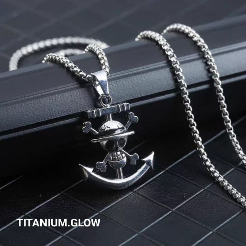 Jual Kalung Titanium Pria Model Rantai Jangkar Tengkorak – Aksesoris ...
