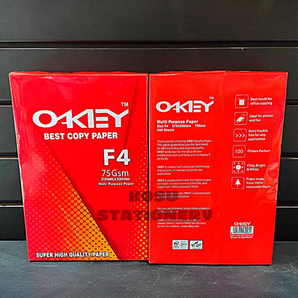 Jual KERTAS FOTOCOPY HVS OKEY 75gsm F4 FOLIO | Shopee Indonesia