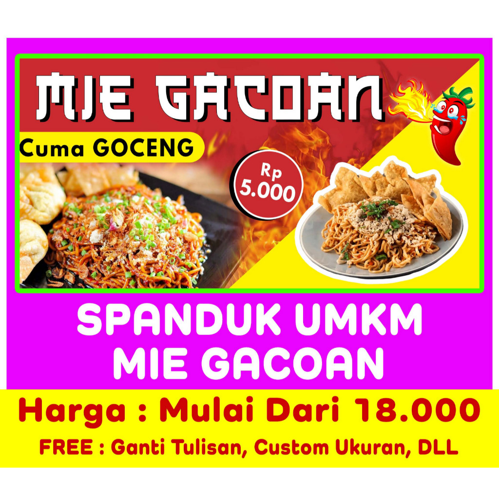 Jual Banner atau Spanduk Usaha MIE GACOAN Baner Umkm Harga Murah ...