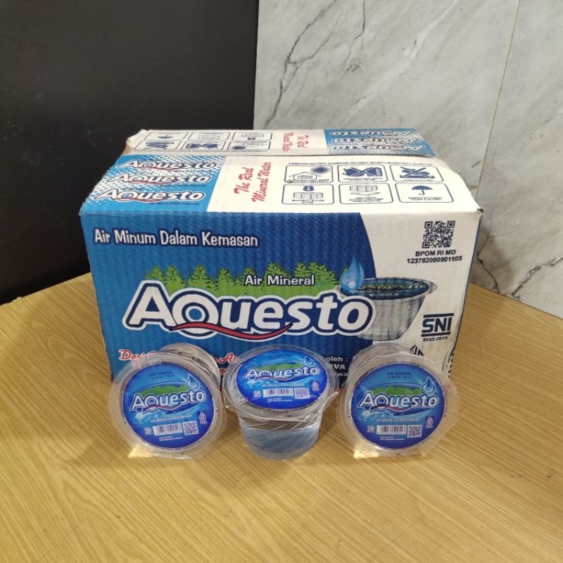 Jual Air Minum AQUESTO 120 ml GELAS rasa mirip AQUA (1 Dos isi 36 Pcs ...