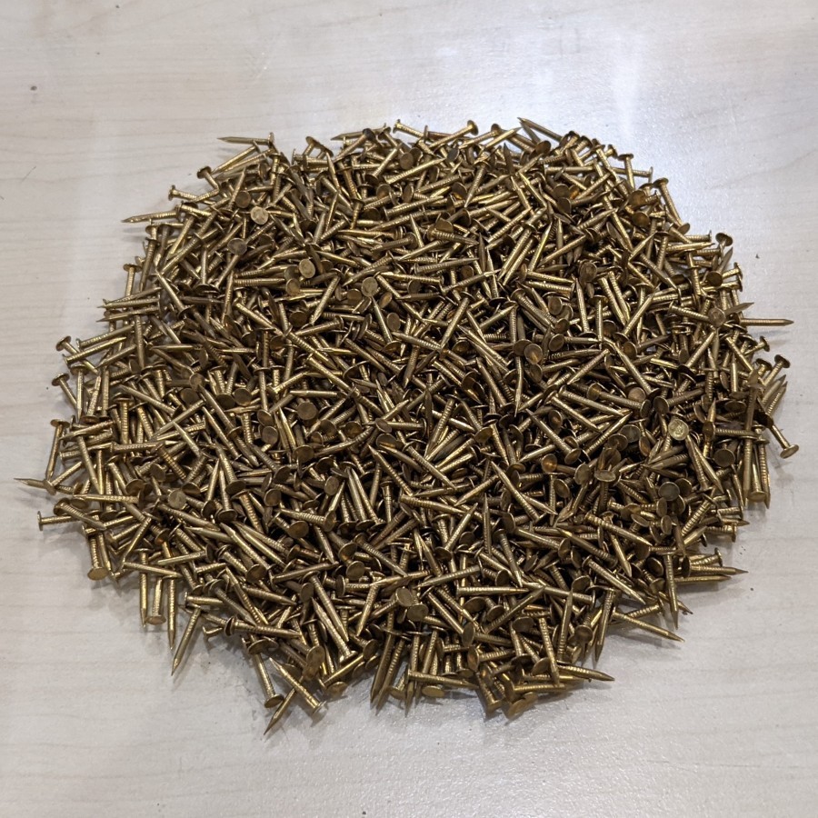 Jual Paku kuningan 1/2" 1/2 inch - paku logo kuningan / brass nail ...