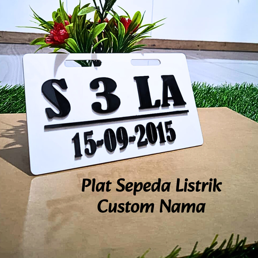 Jual Plat Sepeda Listrik Custom Nama Bahan Akrilik Huruf Timbul Warna ...