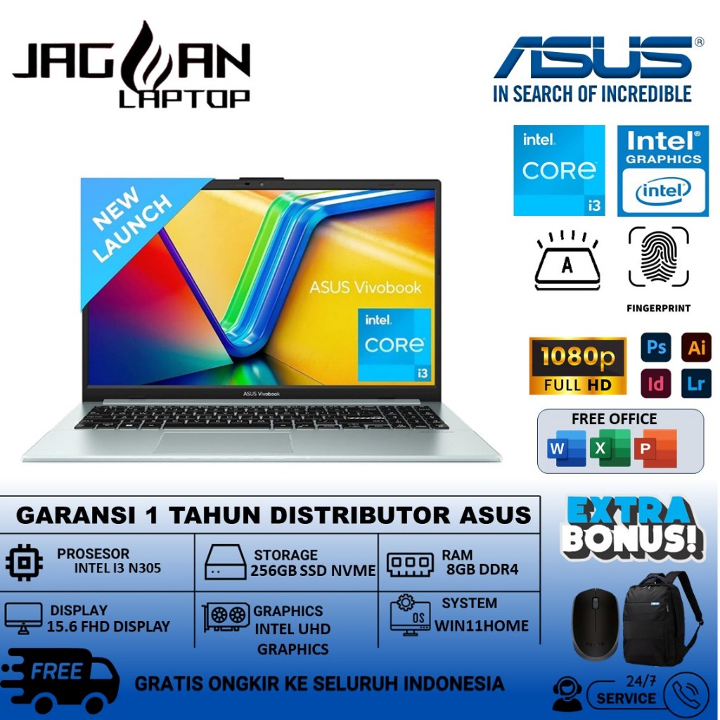Jual LAPTOP ASUS VIVOBOOK GO 15 E1504GA Intel I3 N305 8GB 256GB 15.6 ...