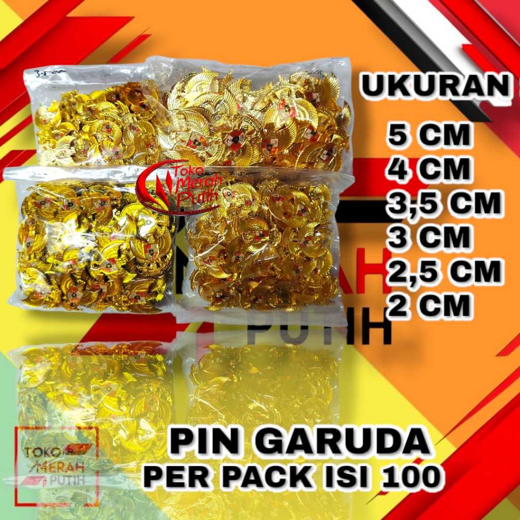 Jual Isi 100 Biji Pin Bros Garuda Kuningan Emas Ukuran 2cm 2 5cm 3cm