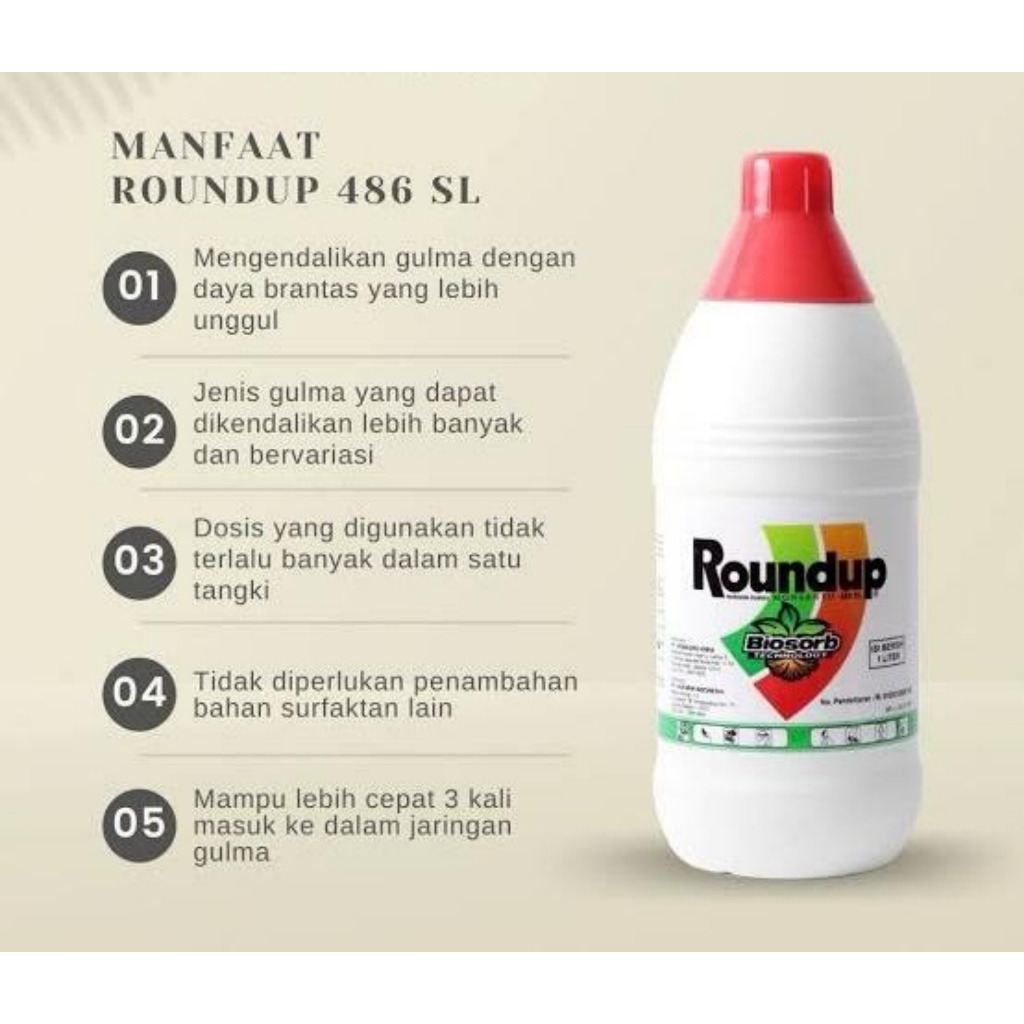 Jual Roundup 1 liter original racun rumput paling ampuh, obat rumput ...