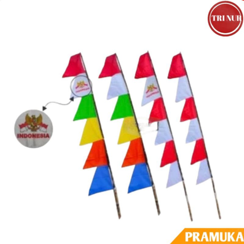 Jual Bendera Umbul-Umbul Warna Merah Putih Garuda Panjang Segitiga Zig-Zag 6-8-10 Gelombang ...