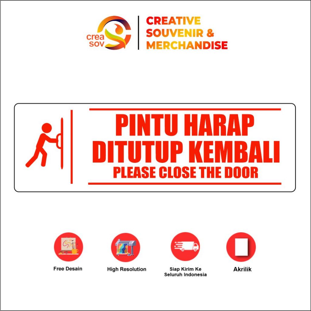 Jual Creasov - Akrilik Sign Stiker Pintu Harap Ditutup Kembali Akrilik Signage Close The Door 28 ...