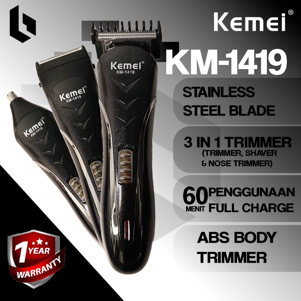 Jual Alat cukur rambut KEMEI 1419 Professional hair clipper elektrik rechargeable | Shopee Indonesia