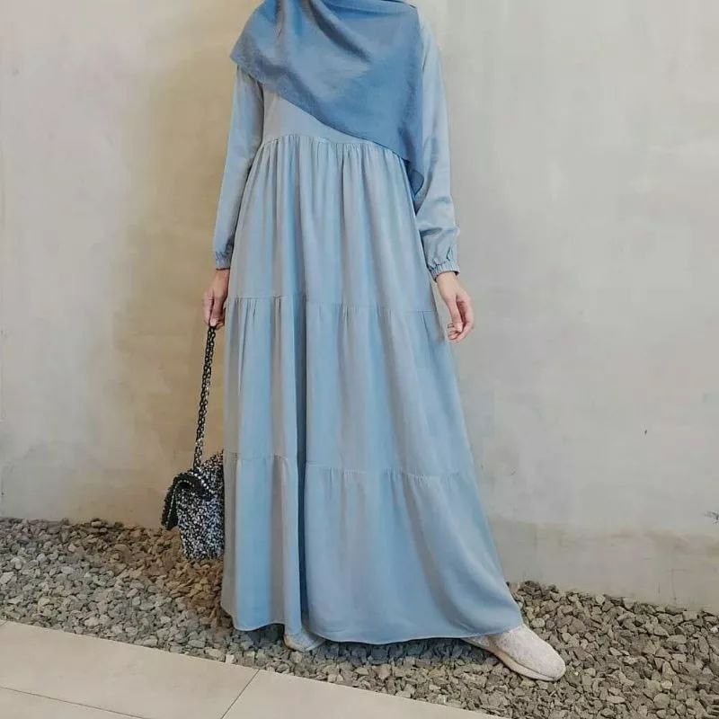 Jual Gamis Polos Ruffle Gamis Susun Rayon Premium M L XL XXL | Shopee ...