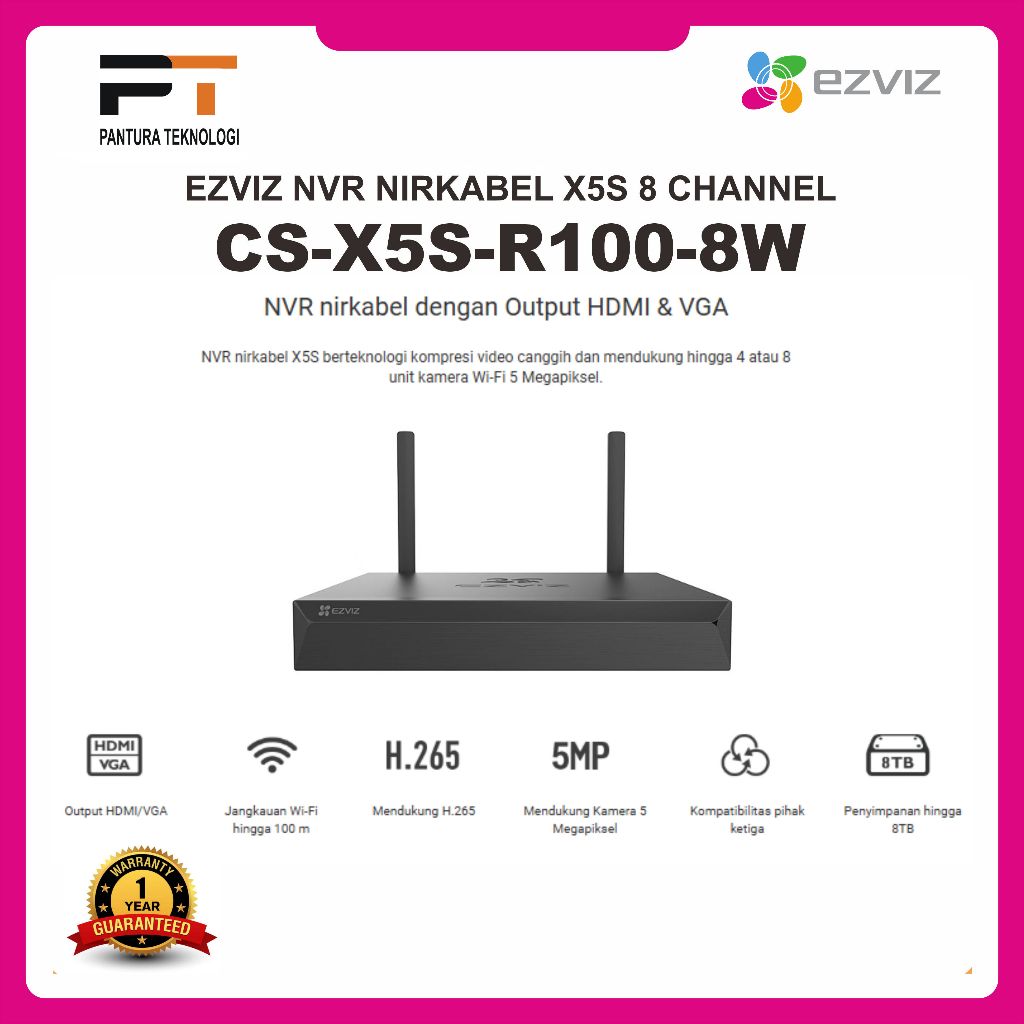 Jual EZVIZ NVR X5S NIRKABEL 8 CHANNEL NETWORK SMART HOME SECURITY RECORDER NVR EZVIZ CS-X5S-R100 ...