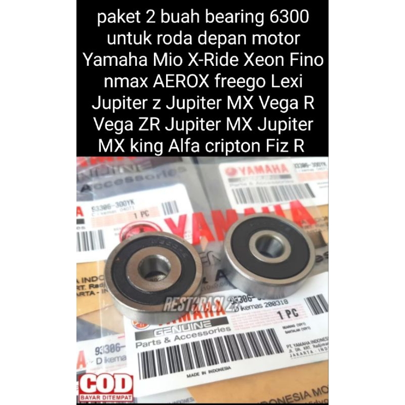 Jual 2 buah bearing Yamaha 6300 Roda depan motor nmax Aerox Jupiter MX Lexi freego Mio Mio j Mio ...