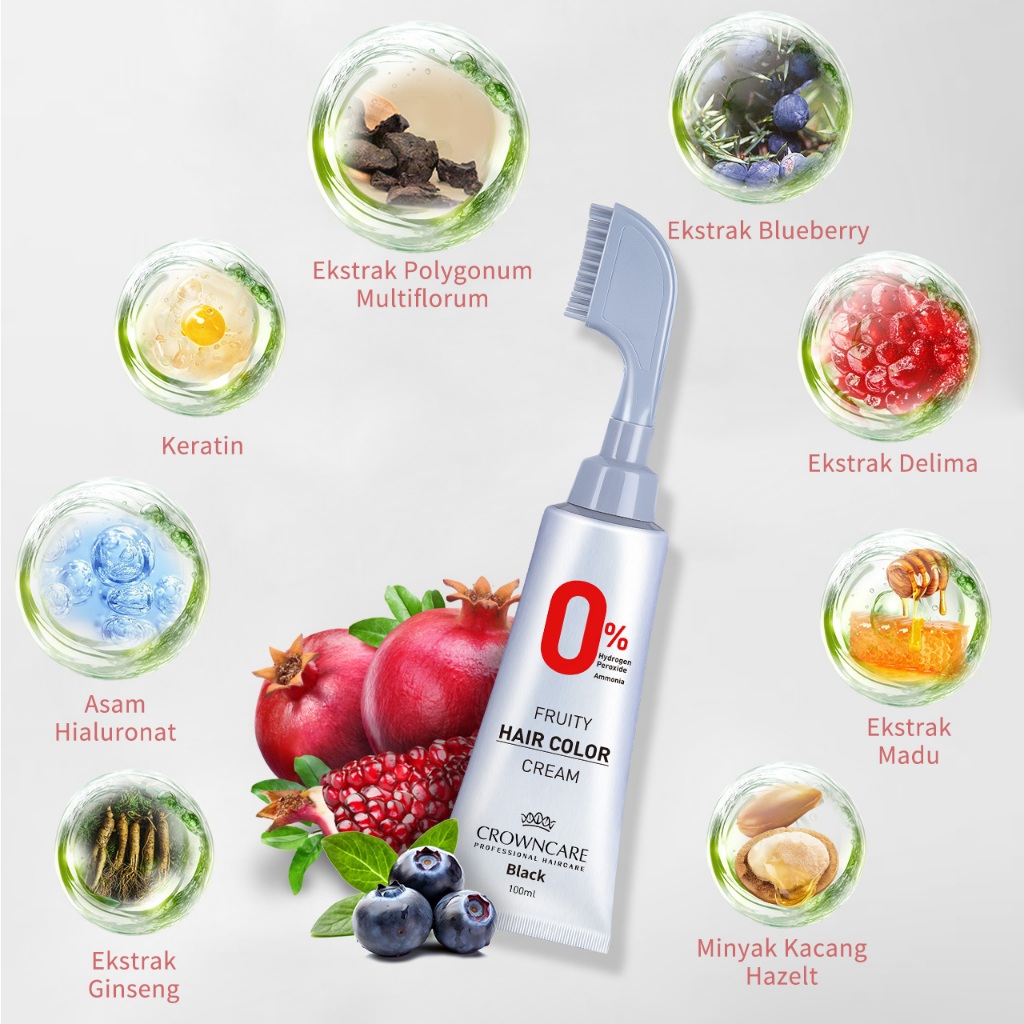 Jual Crowncare Pewarna Rambut Alami - Hair Coloring Cream, Ammonia Free ...
