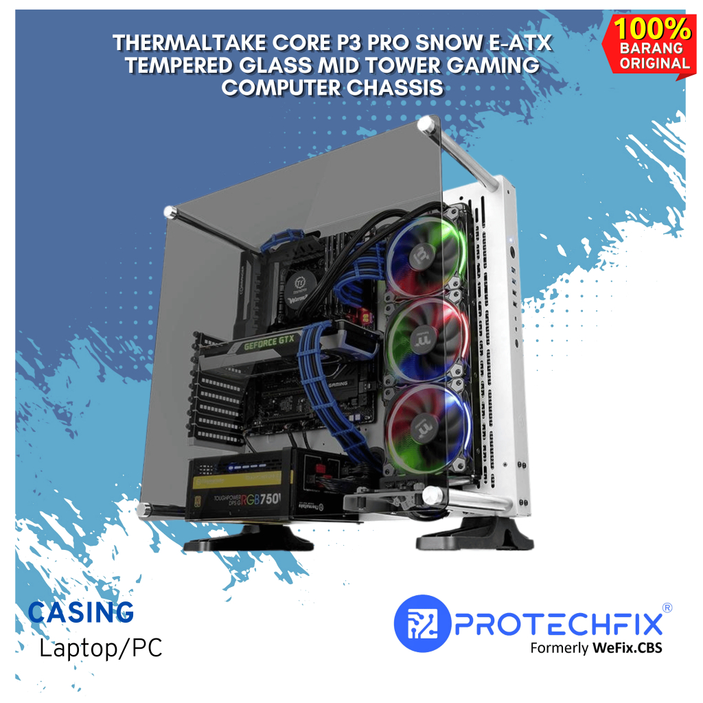 Jual Thermaltake Core P3 Pro Snow E-ATX Tempered Glass Mid Tower Gaming ...