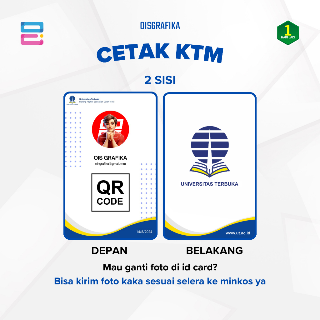Jual Lanyard Universitas Terbuka Tali Kalung ID Card KTM UT - 1 SET ...