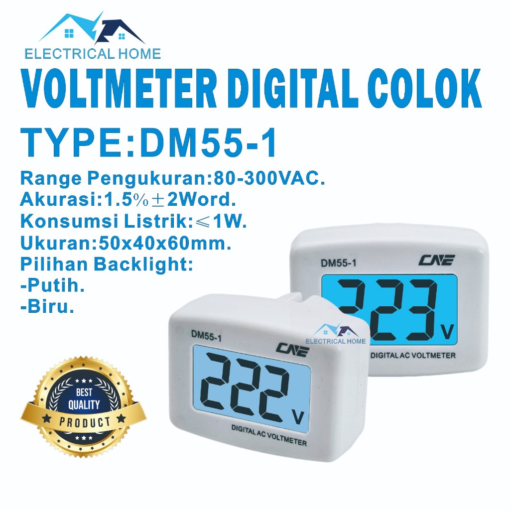 Jual Voltmeter Digital Colok DM55-1 AC 80-300V Voltage Stop Kontak ...