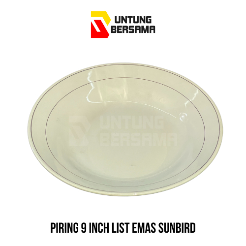 Jual 1 LUSIN PIRING MAKAN KERAMIK / PIRING LIST EMAS 9 INCH SUNBIRD ...