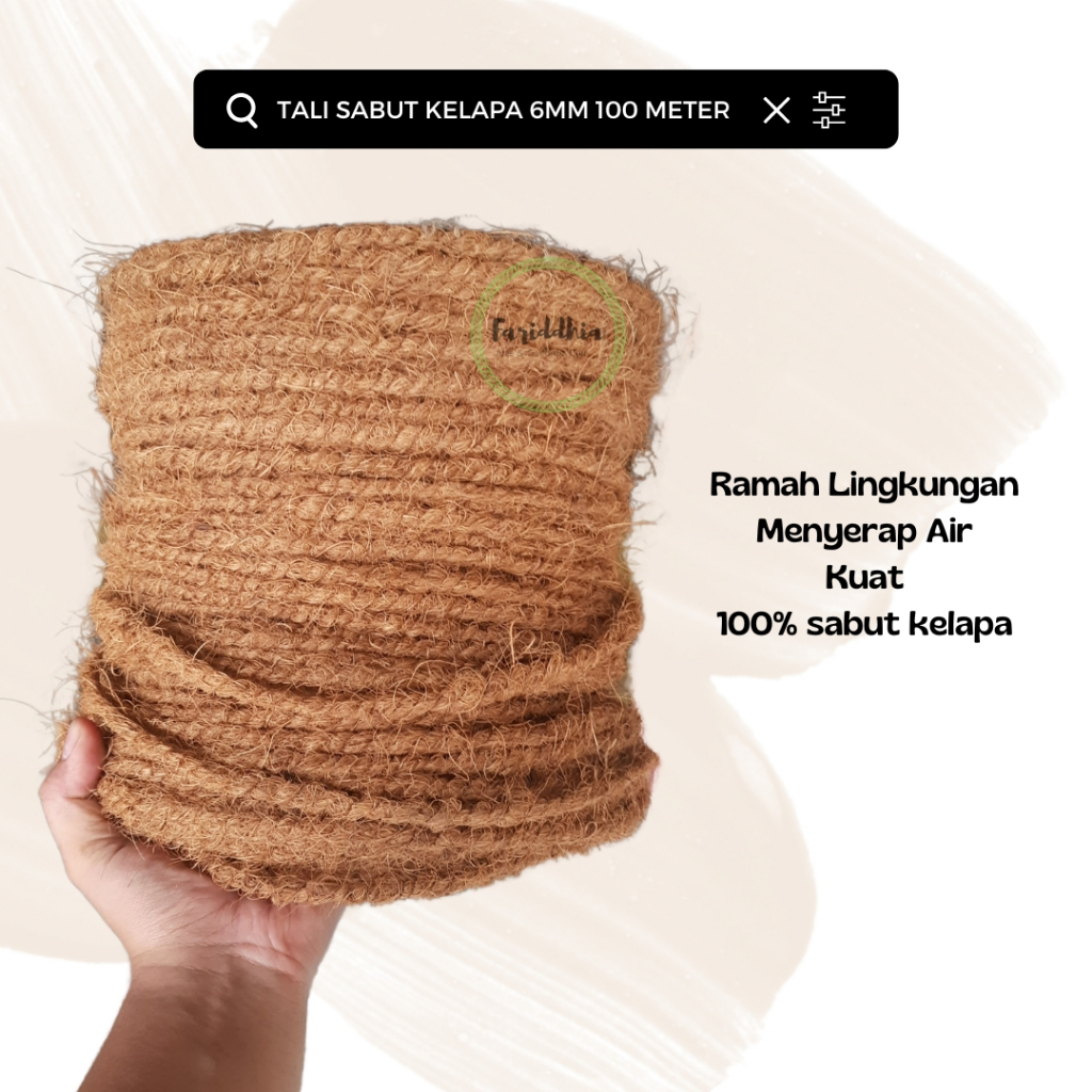 Jual Tali sabut kelapa cocofiber serabut kelapa 6mm 100 meter | Shopee ...