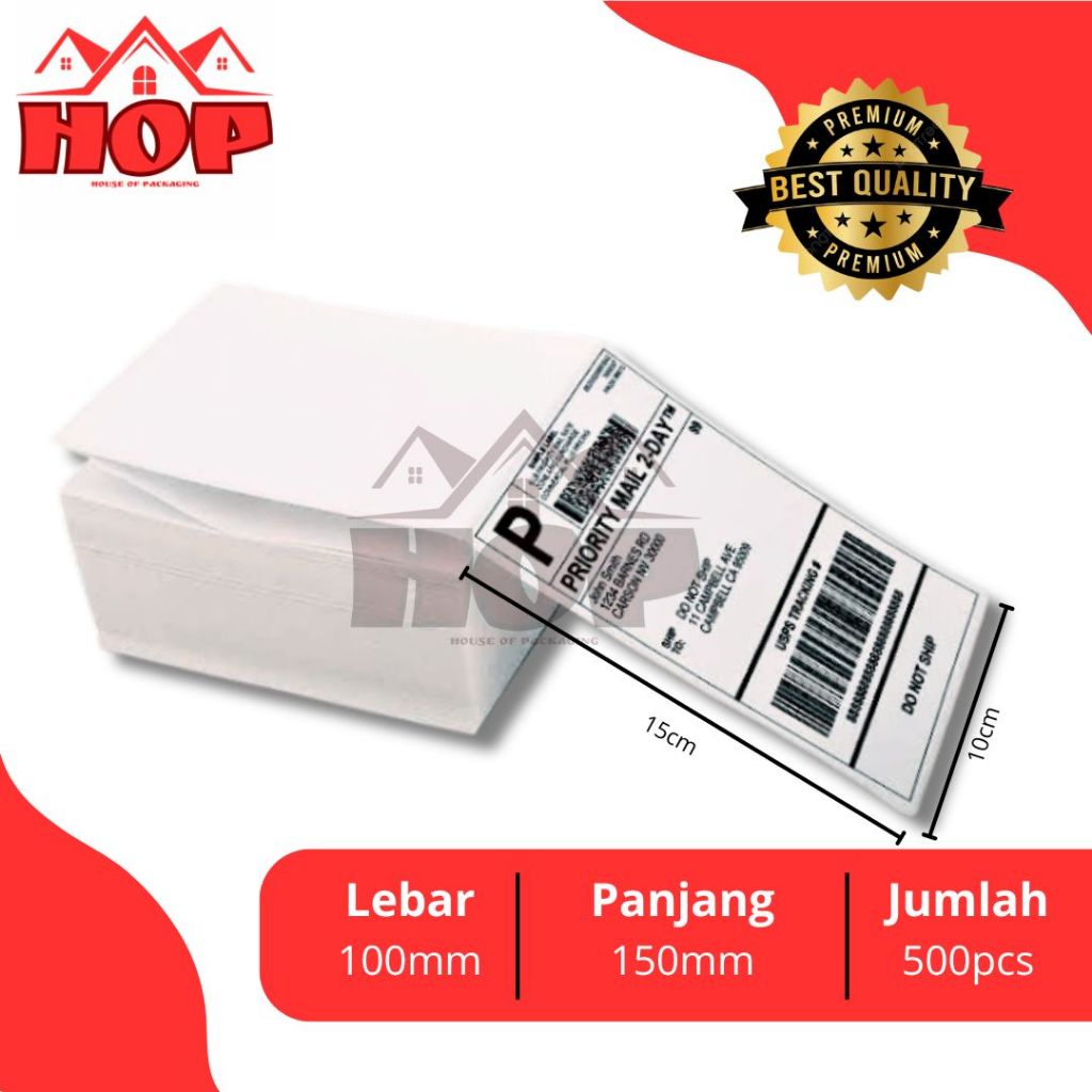 Jual KERTAS STIKER LABEL THERMAL LIPAT/SHEET 100X150 KERTAS RESI LABEL BARCODE 500PCS KUALITAS ...