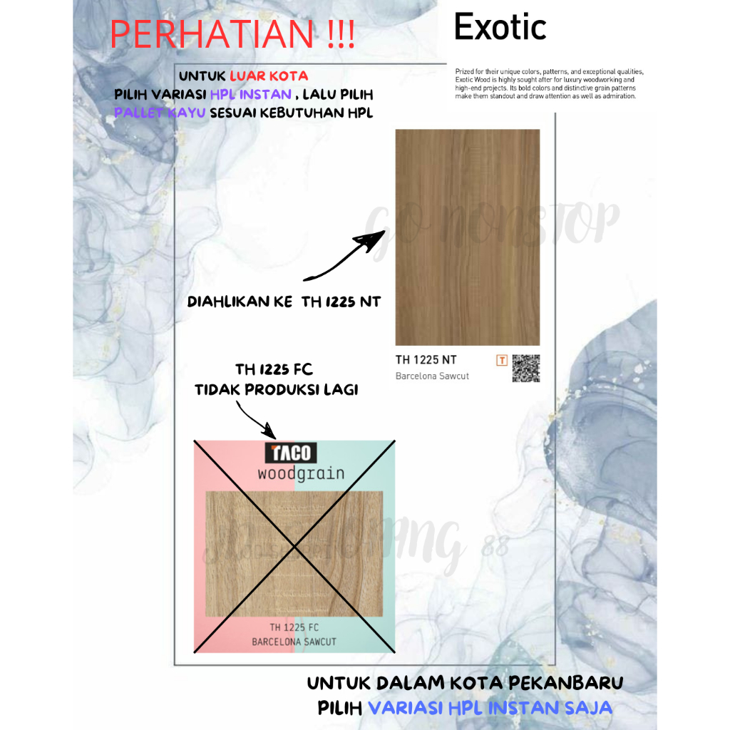 Jual (LUAR KOTA WAJIB PALLET KAYU) HPL TACO WOODGRAIN TH 1225 NT (BACA ...