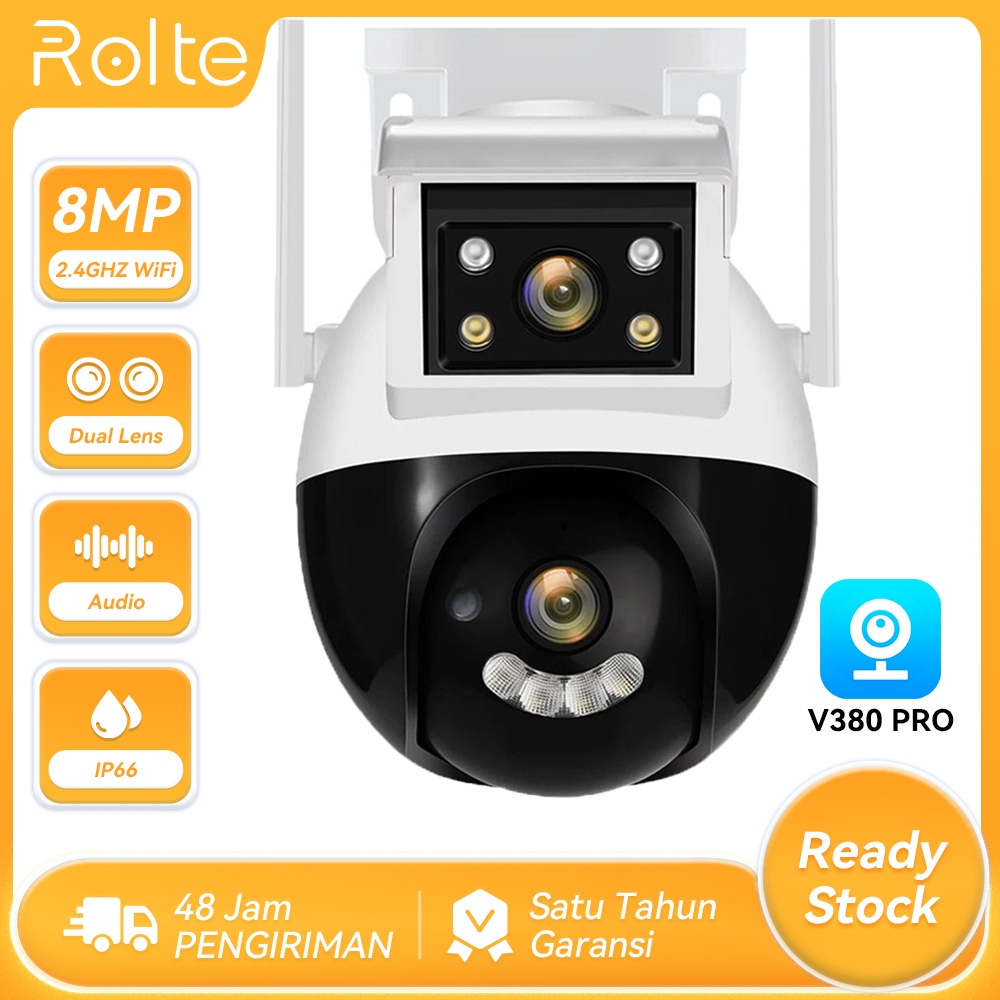 Jual Rolte 8MP V380 Pro Kamera Wifi PTZ Lensa Ganda Luar Ruangan Tahan ...