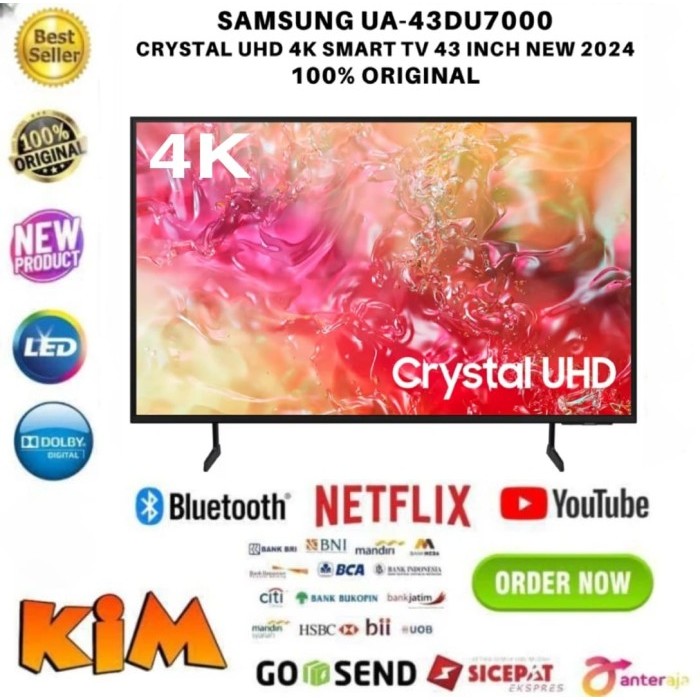 Jual SAMSUNG 43DU7000 SMART LED TV 43 Inch Crystal UHD 4K - UA43DU7000- GARANSI RESMI | Shopee ...