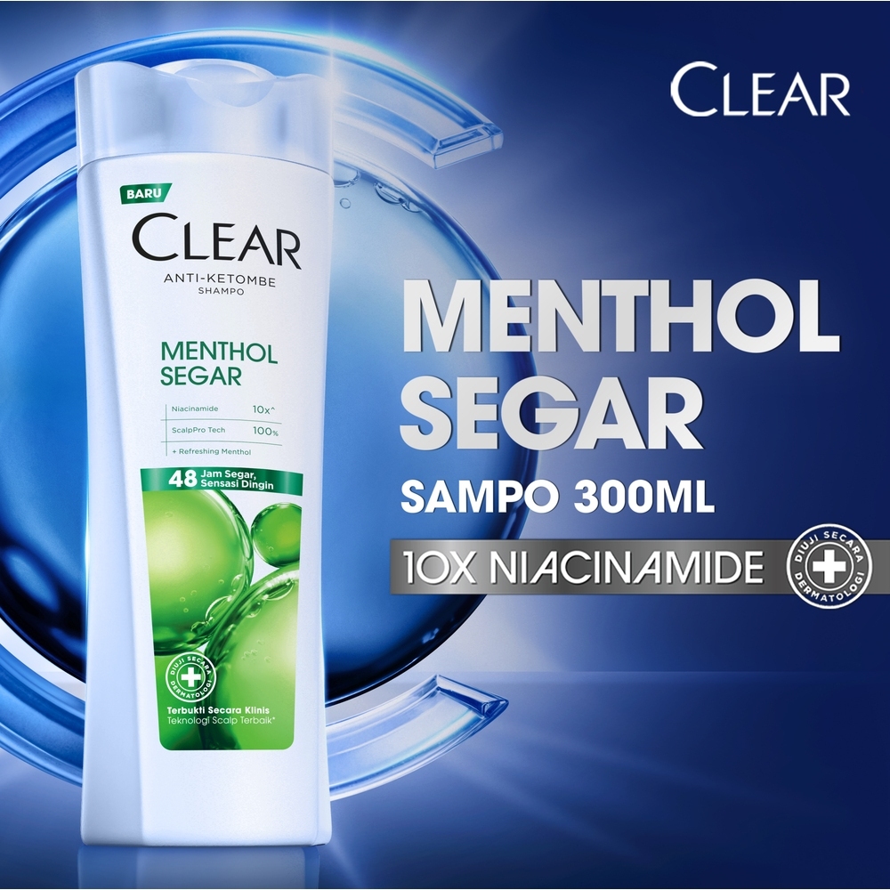 Jual CLEAR Shampoo Anti Ketombe Menthol Segar, 48 Jam Segar Sensasi ...