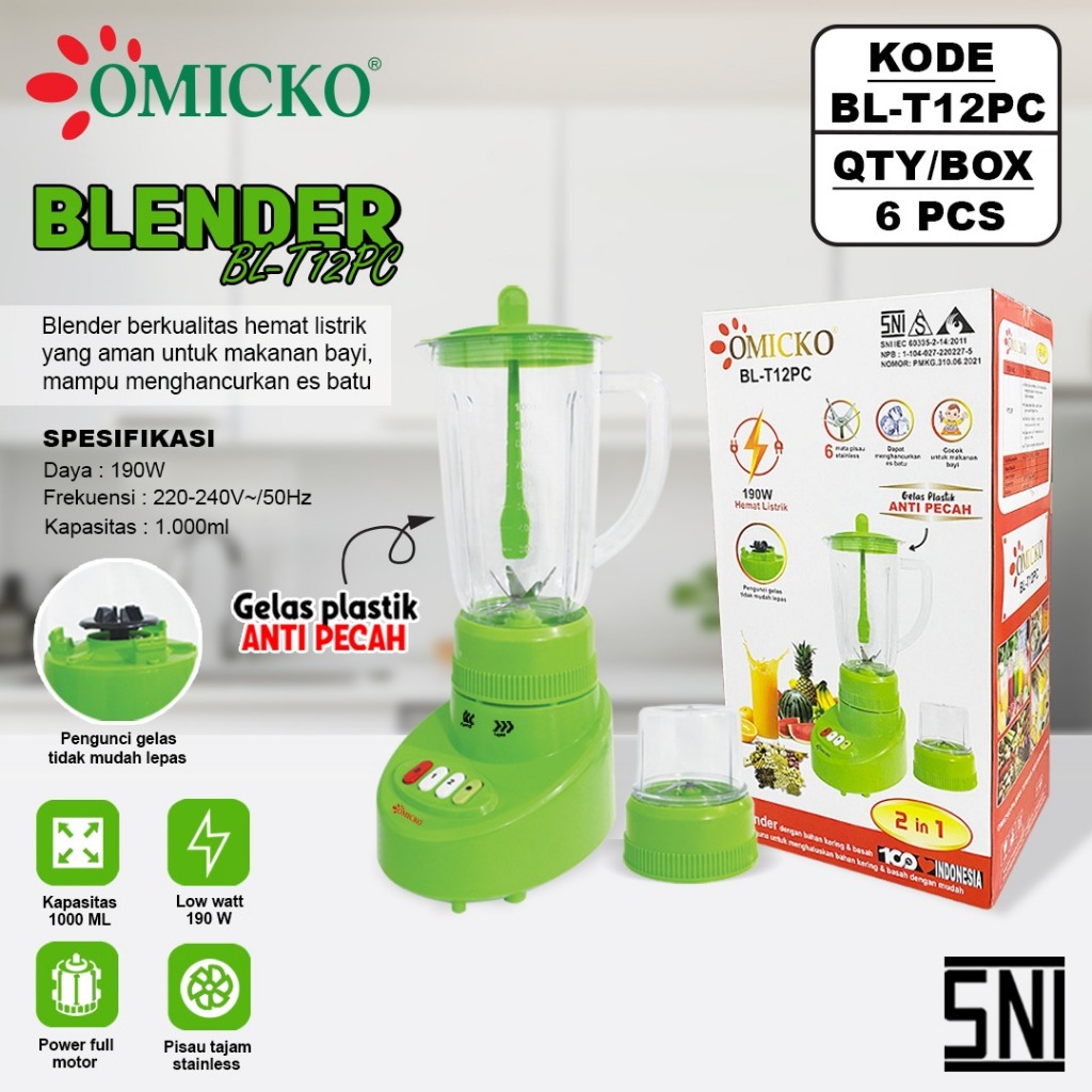 Jual (COD) Blender Plastik Omicko 2in1 Pisau Stainl Ess FoodGrade ...