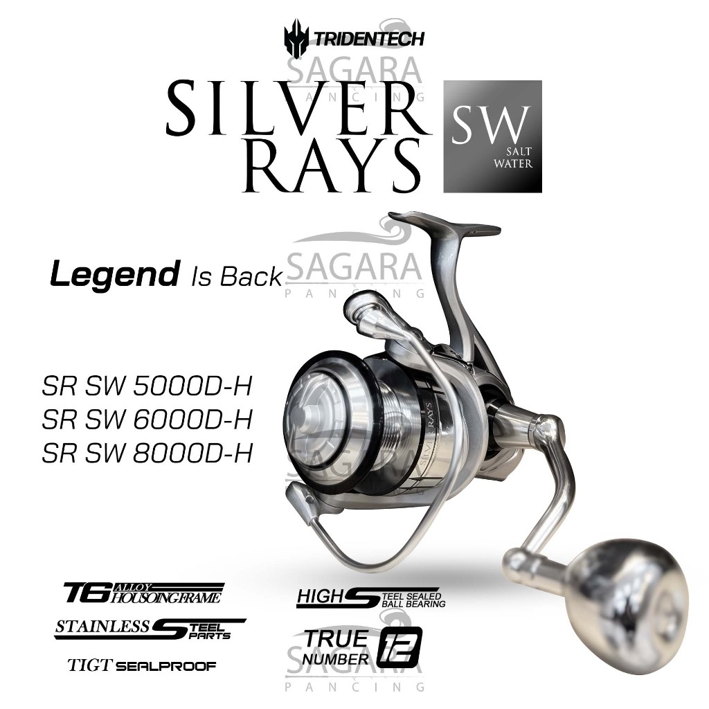 Jual Reel Tridentech Silver Rays SW Reel Pancing Spinning | Shopee ...