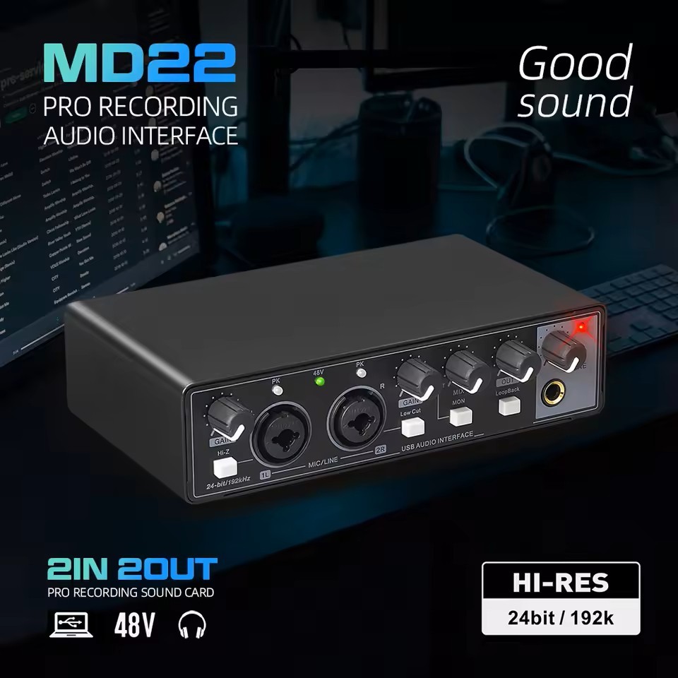 Jual SZKOSTON MD22 External Sound Card USB Audio Interface Preamp 2 In ...