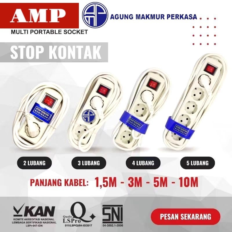 Jual Stop Kontak Terminal + kabel 2/3/4/5 Lubang 3/5 Meter stop kontak ...