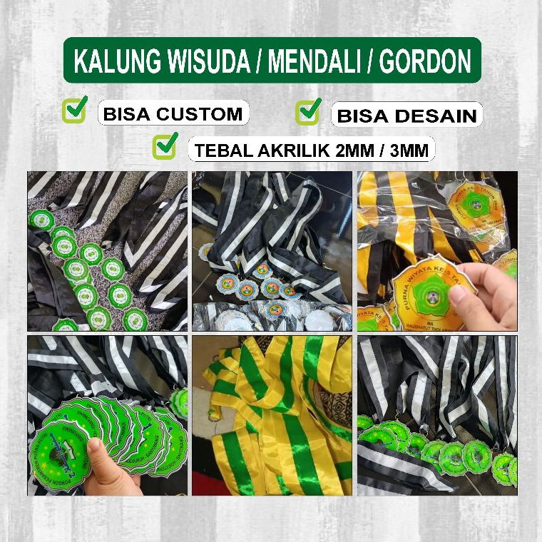 Jual Kalung WISUDA AKRILIK ATAU MENDALI GORDON / MEDALI / SAMIR Bisa ...