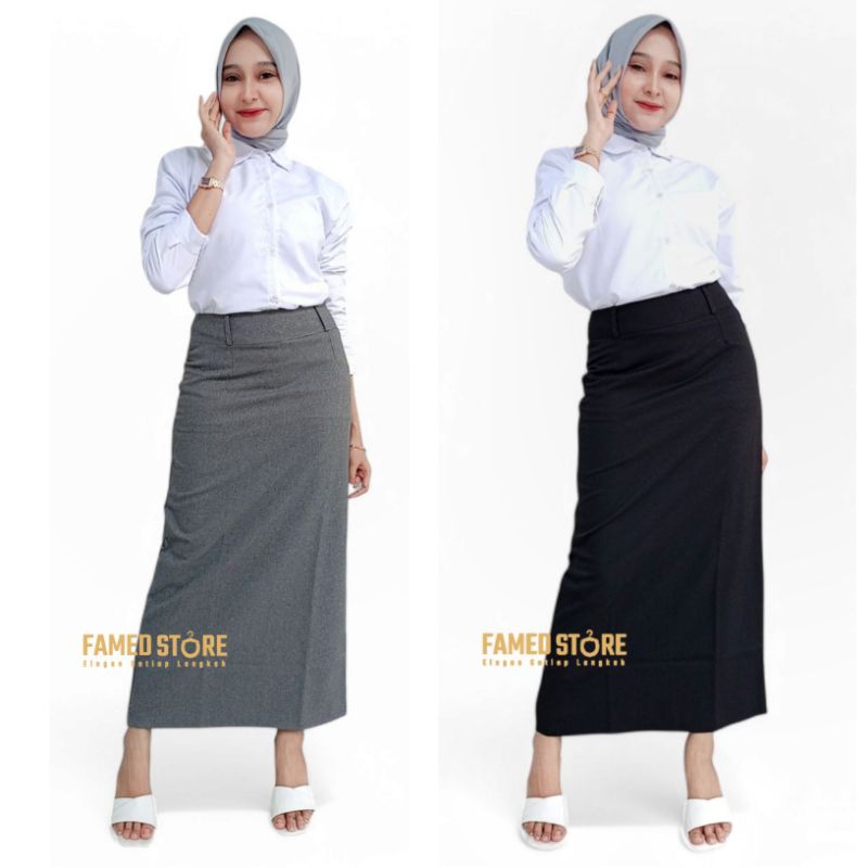 Jual Rok Kerja Wanita Panjang Span Tebal | Rok Formal Kantor Muslimah ...