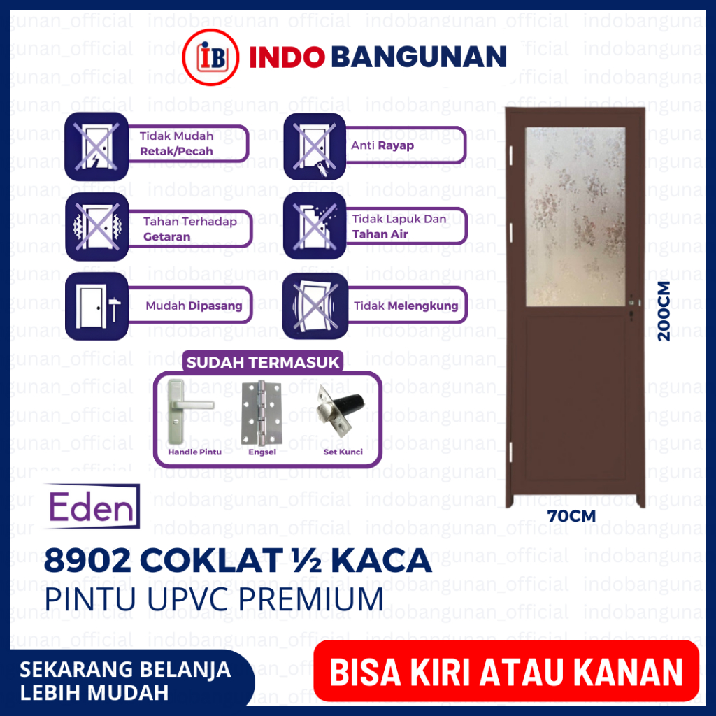 Jual PINTU KAMAR MANDI WC 1/2 KACA ALUMUNIUM KUAT TAHAN CUACA 70X200 ...
