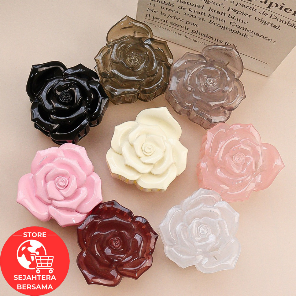 Jual SB 6Cm Jepit Rambut Bunga MAWAR Glossy Ukir Aesthetic Jedai Korean ...
