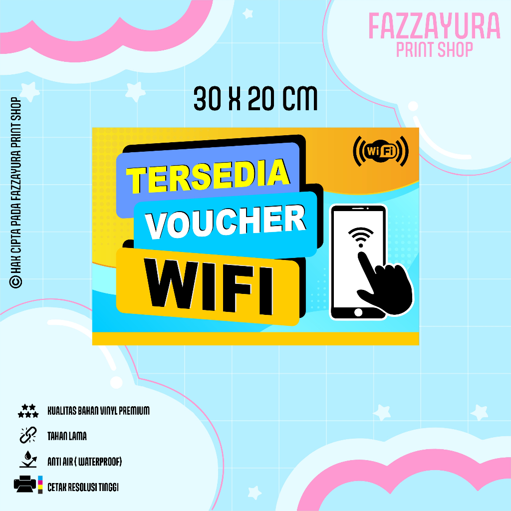 Jual STICKER TERSEDIA VOUCHER WIFI 30 X 20 CM | Shopee Indonesia