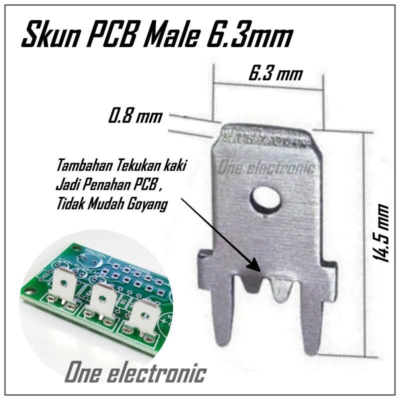 Jual 10 Pcs PCB Spade Terminal Male 6.3mm 4.8mm Vertikal konektor Cucuk ...