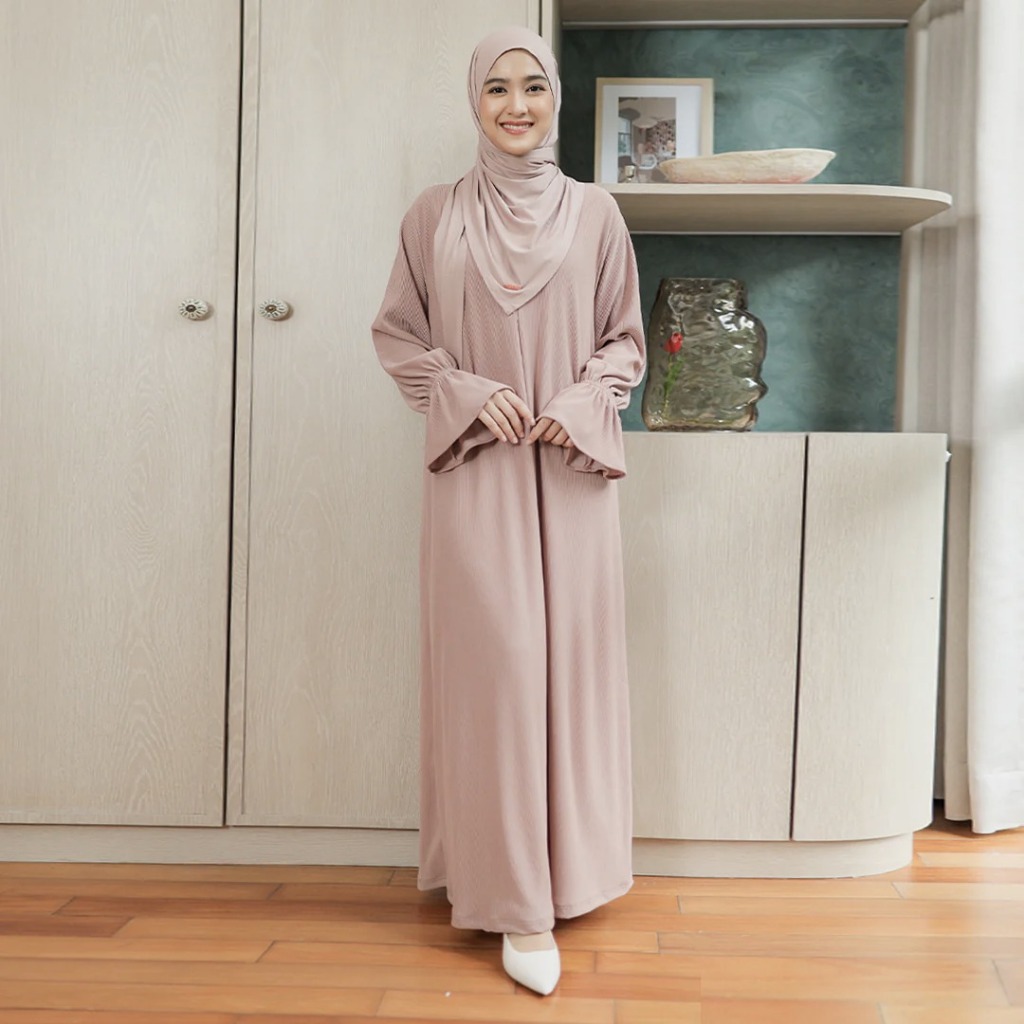 Jual Lozy Hijab - Haila Abaya Dress Knit (Abaya Dress Haji dan Umroh Bahan Knit Polos Bertekstur ...