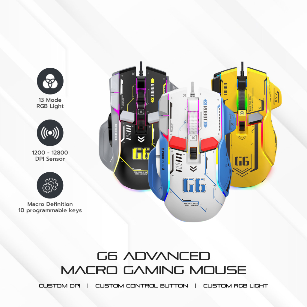 Jual Mouse Gaming Kabel Macro G6 Programming Gaming Mouse RGB Light ...