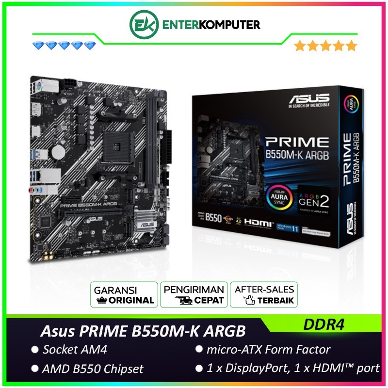 Jual Asus PRIME B550M-K ARGB (AM4, AMD Promontory B550, DDR4, USB3.2 ...
