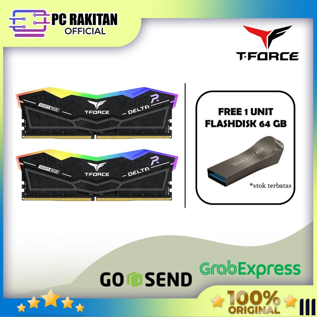 Jual TEAM TFORCE DELTA RAM LONGDIMM DDR5 32GB (16GBX2) PC7200 RGB BLACK ...
