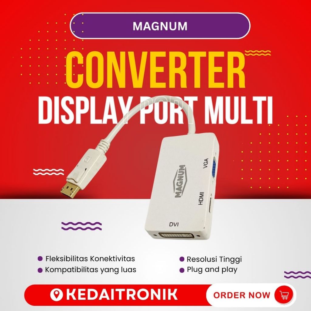 Jual Display Port Multi Converter Display port DP Male To DVI HDMI VGA ...