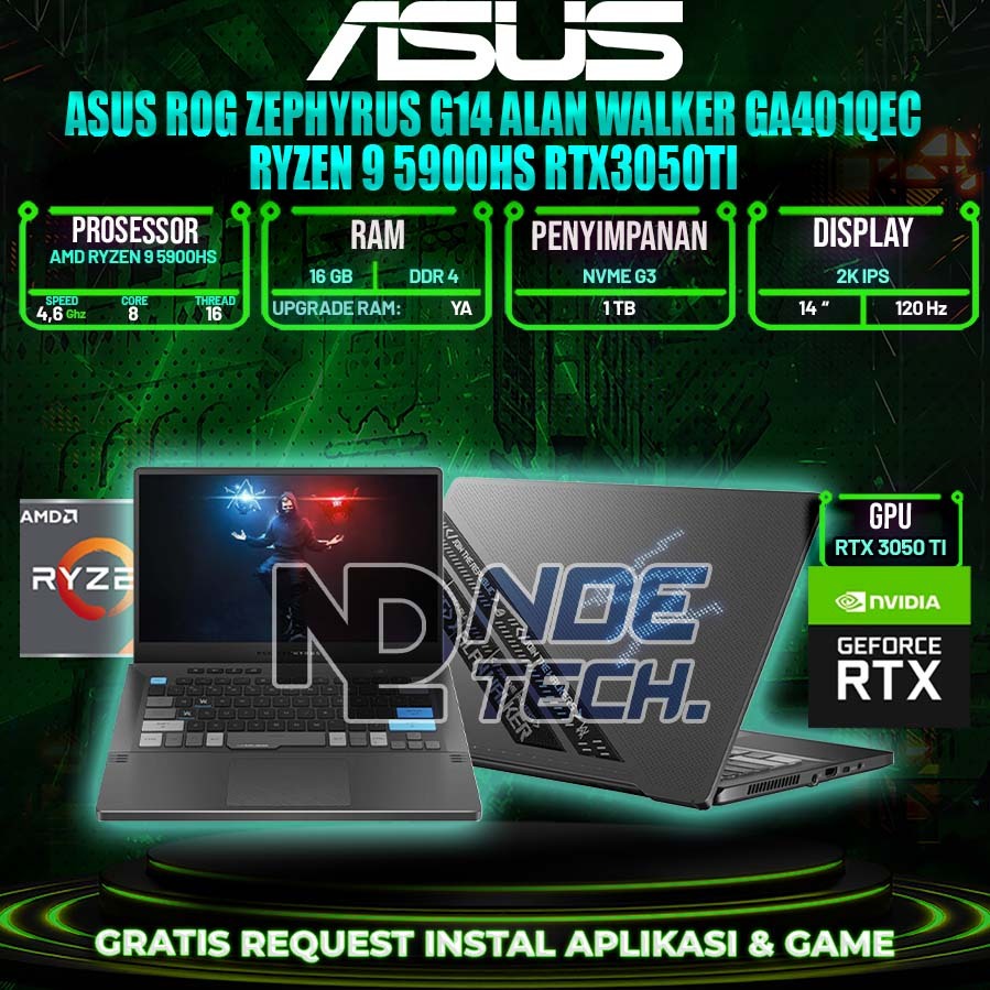 Jual ASUS ROG ZEPHYRUS G14 ALAN WALKER GA401QEC RYZEN 9 5900HS ...