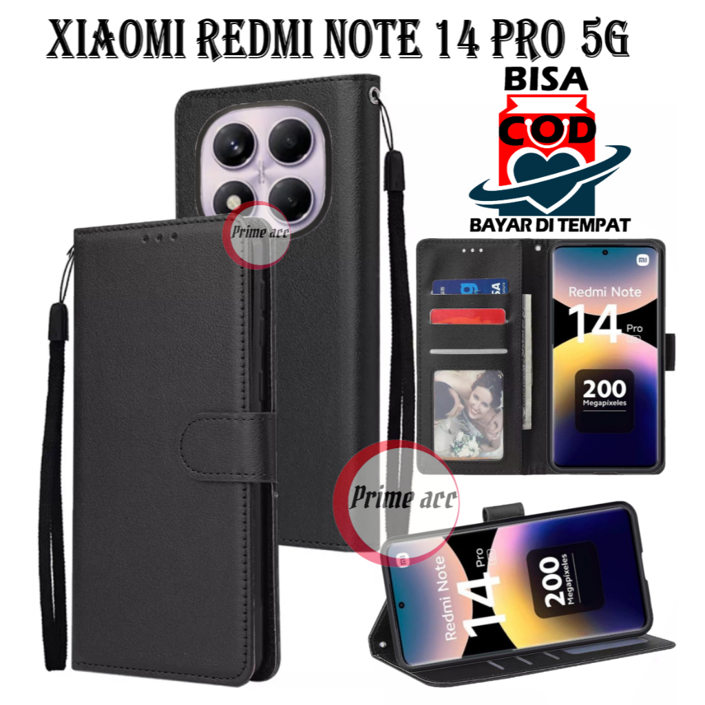 Jual flip case leather kulit XIAOMI REDMI NOTE 14 PRO 5G casing dompet ...