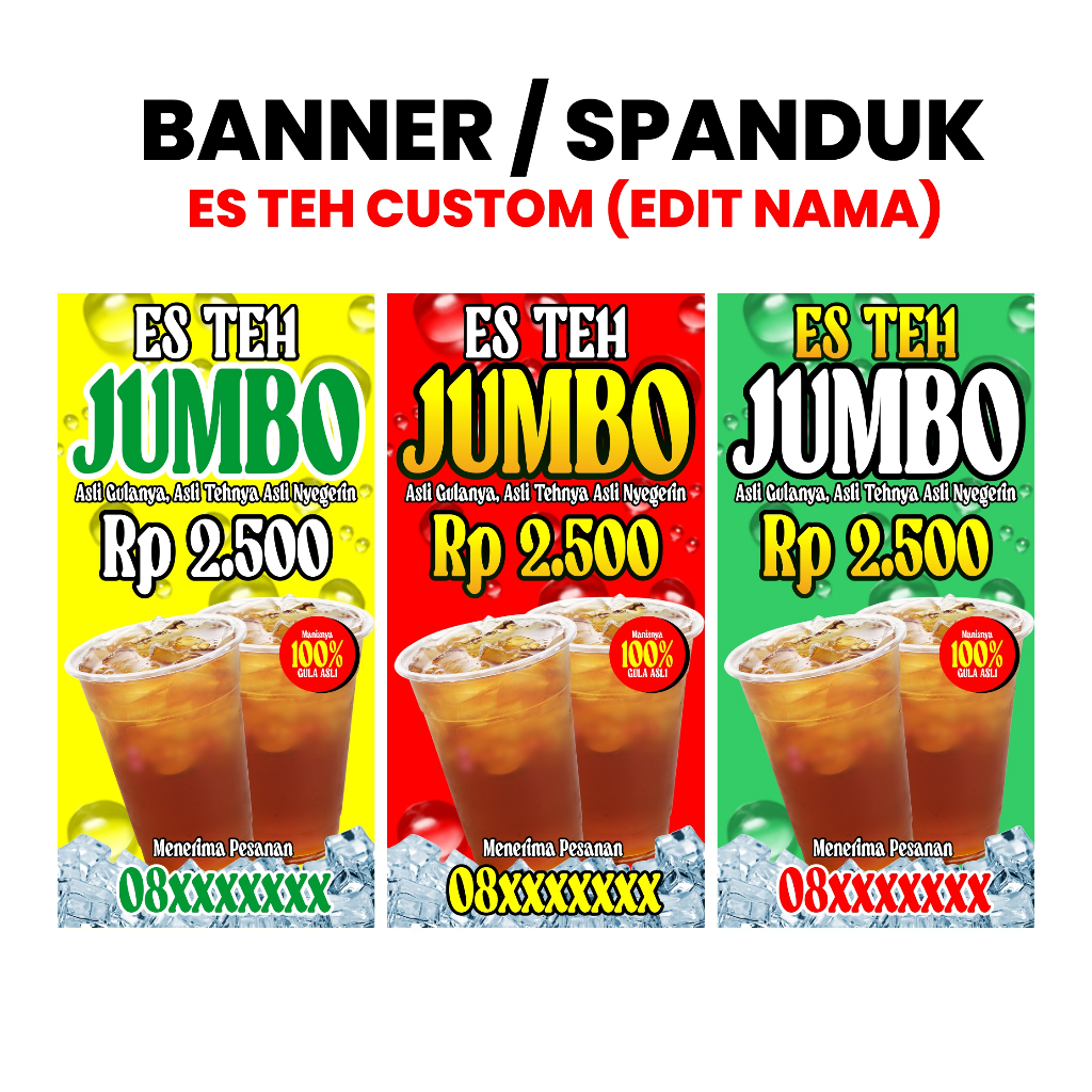 Jual BANNER SPANDUK ES TEH JUMBO UKURAN 50X100 CM CUSTOM (BISA EDIT ...