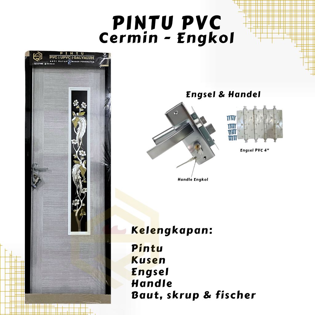 Jual PINTU PVC CERMIN HANDLE ENGKOL | PINTU KAMAR MANDI | PINTU WC ...