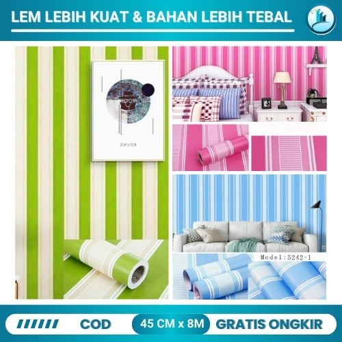 Jual Wallpaper Sticker Walpaper Stiker Wallpaper Garis Wallpaper Motif Salur Wallpaper DInding ...