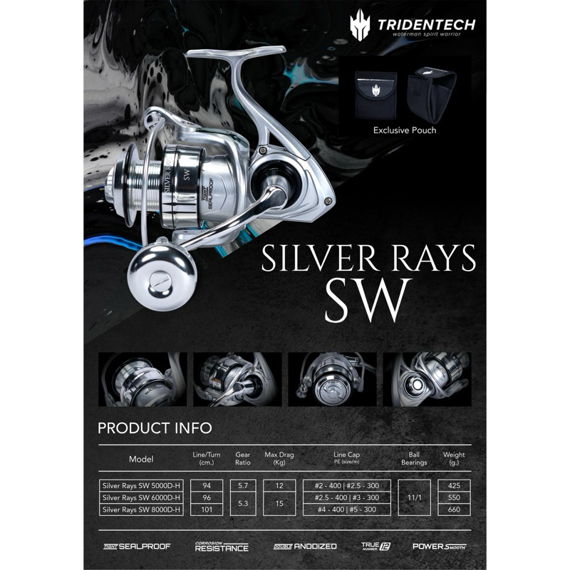 Jual Reel Silver Rays SW Tridentech 5000, 6000, 8000 || Gulungan Pancing Silver Rays | Shopee ...