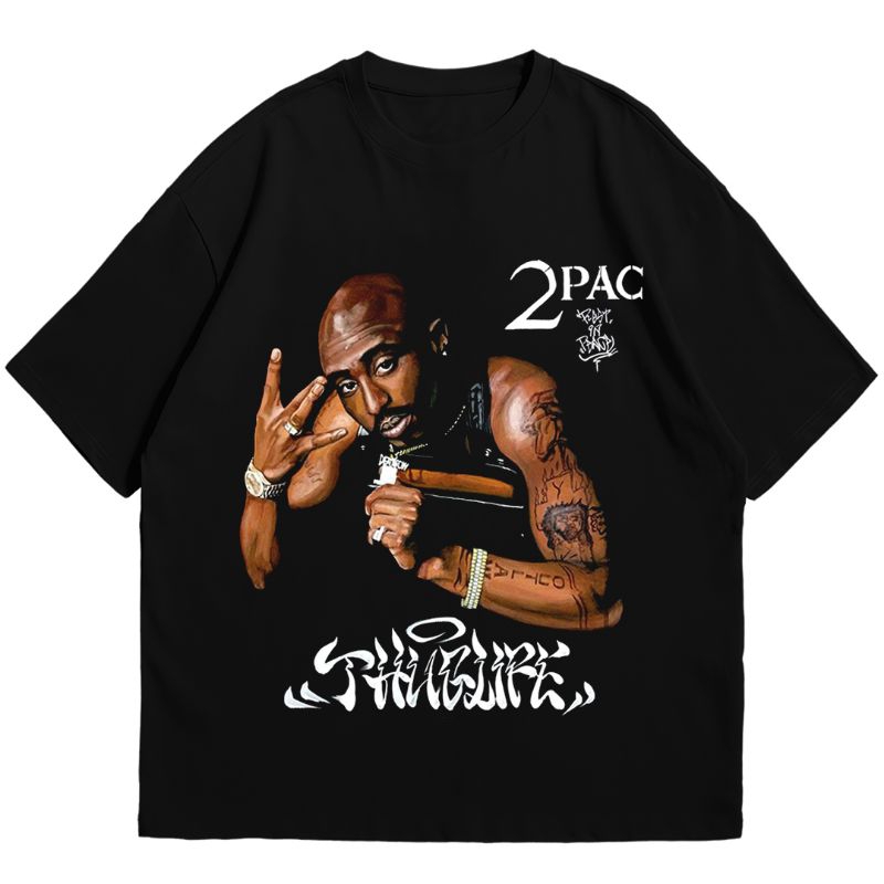 Jual Roosevelt Kaos Tupac Shakur Graffiti T shirt 2Pac Vintage Black ...